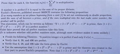 solved prove that for each k the function σk n ∑d∣ndk is
