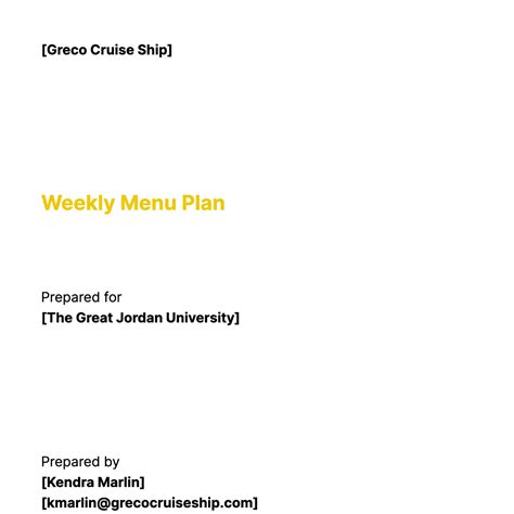 Free Weekly Menu Plan Template To Edit Online