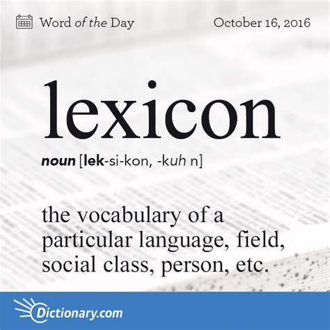 Dictionary Coms Word Of The Day Lexicon The Vocabulary Of A