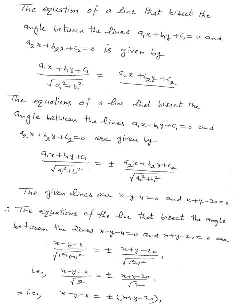 [solved] find the equation of the line that bisects the angle between