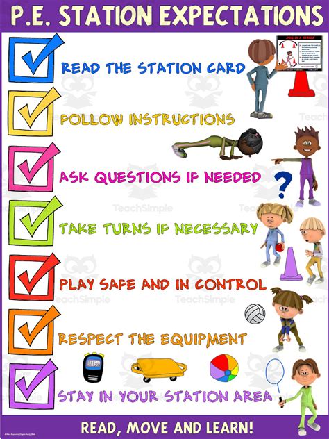 Pe Poster Visuals P E Station Expectations By Teach Simple