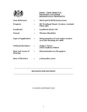 Fillable Online First Tier Tribunal Housing And Property Chamber