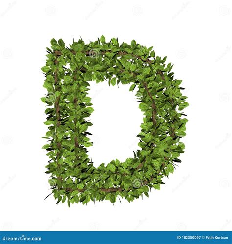 Leaf Style Letter D D Render Of Grass Font Stock Illustration Illustration Of Bush