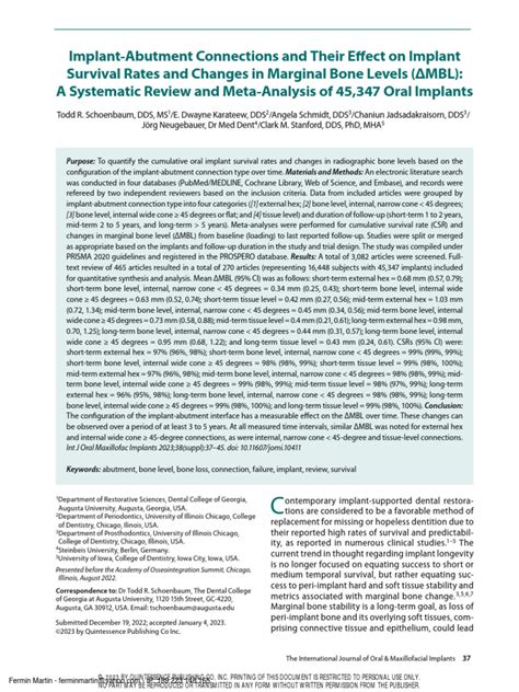 Implant Abutment Connections And Their Effect On Implant Survival Rates