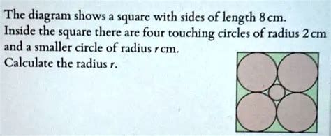 SOLVED The Diagram Shows A Square With Sides Of Length 8cm Inside The Square There Are Four