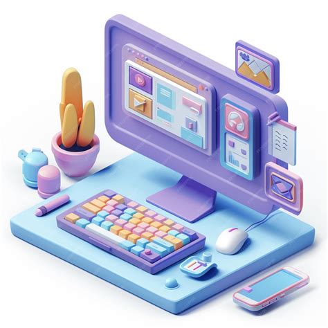 Premium Photo A 3d Animation Computer With A Website Isometric In The