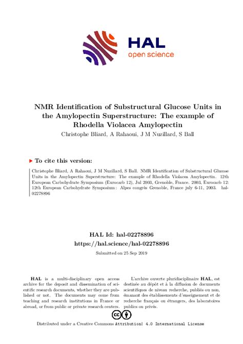 Pdf Nmr Identification Of Substructural Glucose Units In The Amylopectin Superstructure The