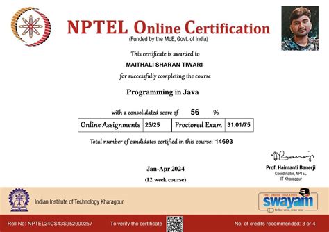 Maithali Tiwari On Linkedin Nptel Javaprogramming Iitkharagpur Certficate Npteleducation