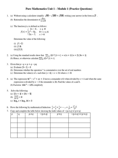 Advanced Math Practice Problems Pdf