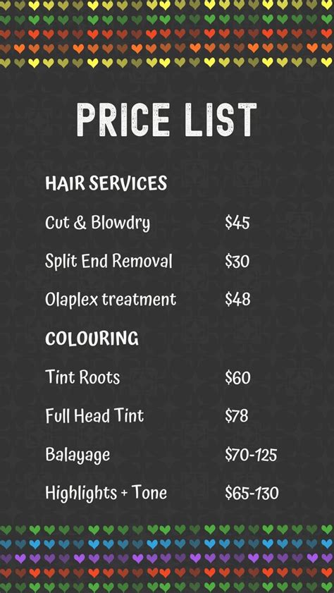 Editable LGBT Price List Template