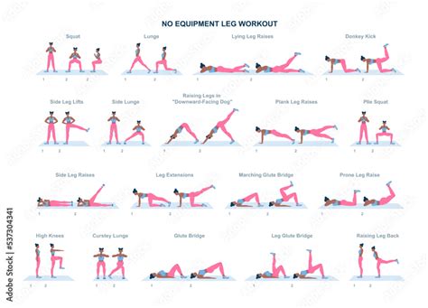 Vetor De No Equipment Leg And Glutes Workout Set Female Character Do Stock Adobe Stock