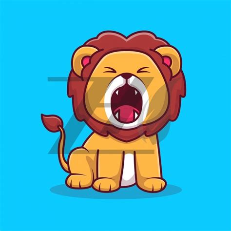 دانلود وکتور طرح حیوان شیر با پس زمینه رنگ آبی دانلود رایگان فایل لایه باز، Psd، وکتور، لوگو و