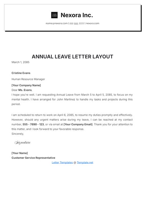 Leave Letter Format For Visa Purpose