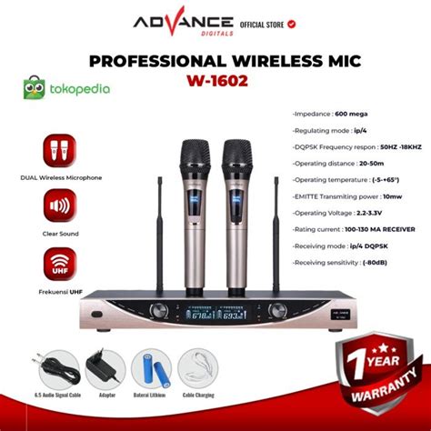 Advance W Dual Mic Wireless Profesional Microphone Amplifier Advance Digitals