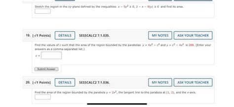 Solved Sketch The Region In The Xy Plane Defined By The