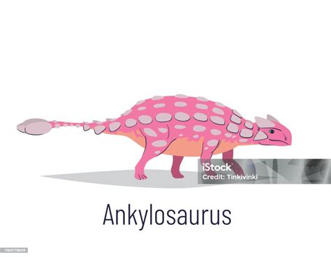 안킬로사우루스 오르니티스키치안 공룡 흰색 배경에 고립 된 손으로 그린 평면 스타일의 선사 시대 생물 Ankylosaurus의 다채로운 벡터 그림 거대한 화석 공룡 개념에