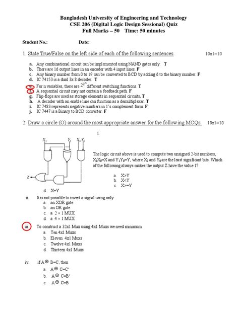 Quiz Questions For Dld Lab Logic Gate Electronic Circuits