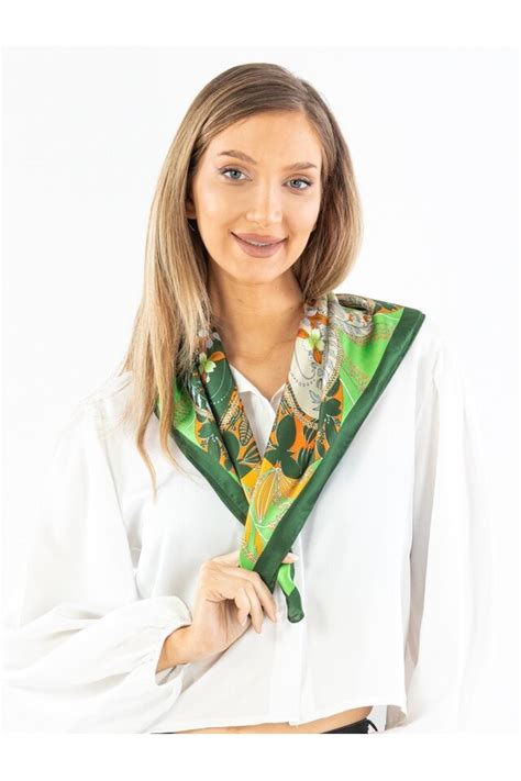 Esarfa Dama Exoticflower Verde Cu Portocaliu Marime Universala Emag Ro