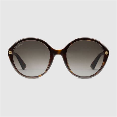 Gucci Round Frame Acetate Sunglasses Dark Tortoiseshell Acetate