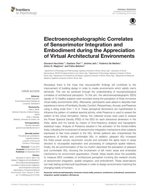 Pdf Electroencephalographic Correlates Of Sensorimotor Integration