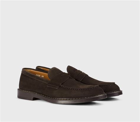 Mens Suede Penny Loafer Brown Doucals
