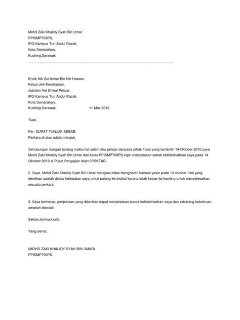 Contoh Surat Rasmi Memohon Maaf Atas Salah Laku Arinakrux
