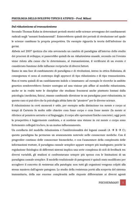 Psicologia Dello Sviluppo Tipico E Atipico Docsity