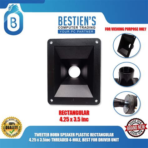 Tweeter Horn Speaker Plastic Rectangular 4 25x3 5inc Threaded 4 Hole Best For Driver Unit