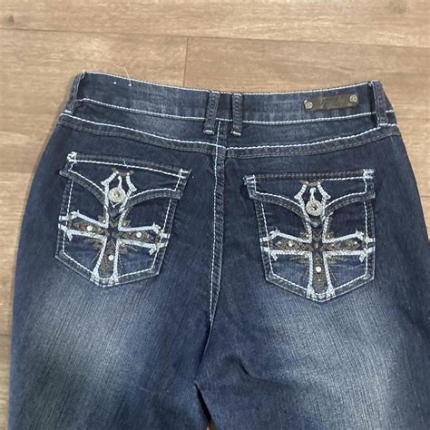 Flared Low Rise Jeans With Crosses Pockets Depop