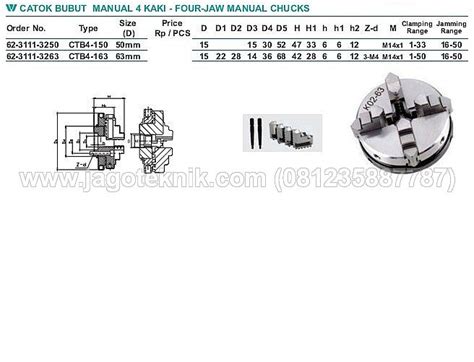 Wipro Sonjack Accesories Sparepart Alat Catok Bubut Manual 4 Kaki 50mm Wipro Ctb4 150