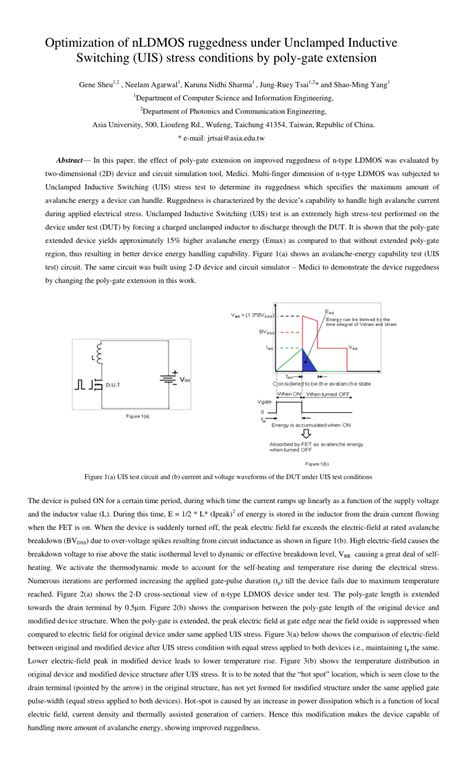 PDF Optimization Of NLDMOS Ruggedness Under Unclamped Inductive Switching UIS Stress