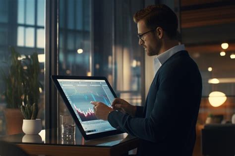 Premium Photo Man Analyzing Marketing Metrics On A Tablet