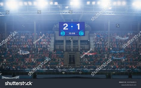 Football Soccer Stadium Championship Match Scoreboard Stock