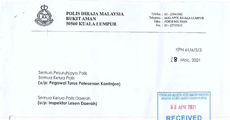 Contoh Surat Permohonan Lesen Senjata Api Tag Rasmi Contoh Surat