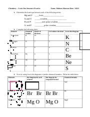 Lewis Dot Structure Complete Doc Chemistry Lewis Dot Structure Practice Name Maheen Mansoor