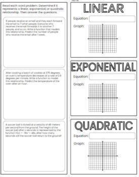 Identifying Linear Exponential And Quadratic Functions Guided Notes