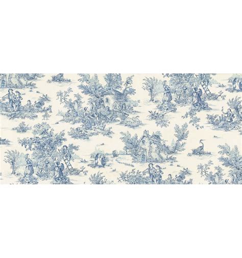 Toile De Jouy Fabric La Grande Vie Rustique Blue On Ecru Textiles
