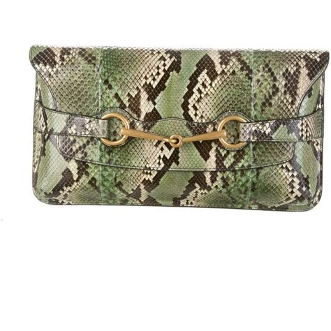 Pre Owned Gucci Python Bright Bit Clutch