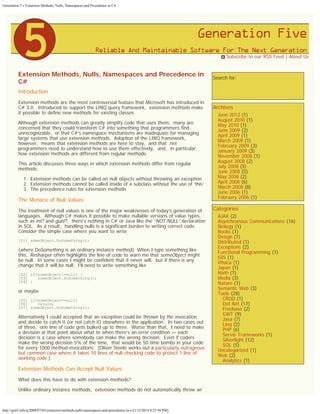 Extension Methods Nulls Namespaces And Precedence In C PDF