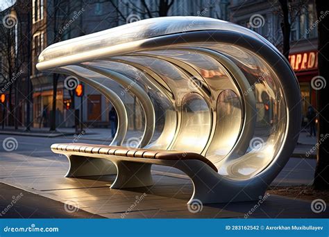 Futuristic Street Bench High Quality Image Generative Ai Stock Illustration Illustration Of