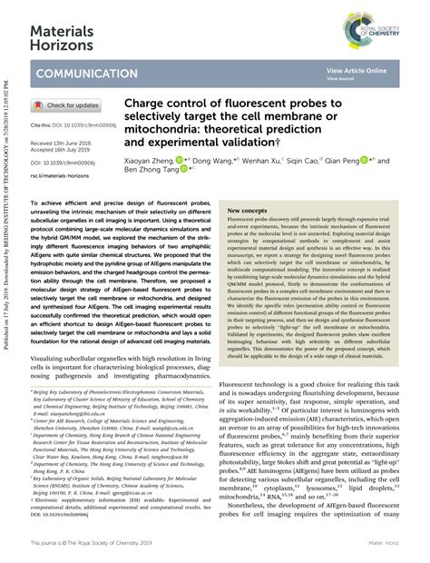Pdf Charge Control Of Fluorescent Probes To Selectively Target Cell
