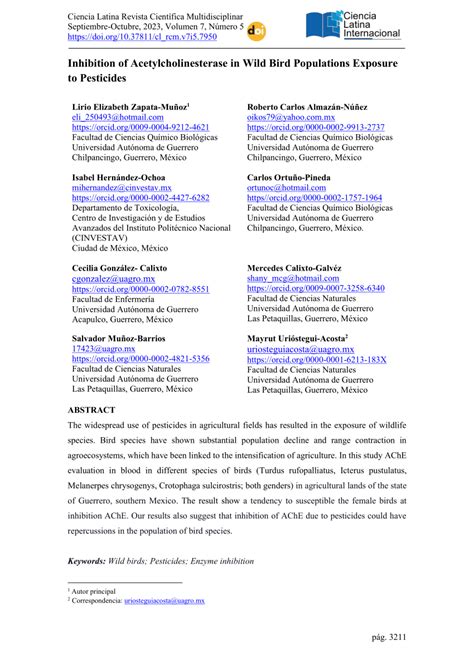 Pdf Inhibition Of Acetylcholinesterase In Wild Bird Populations