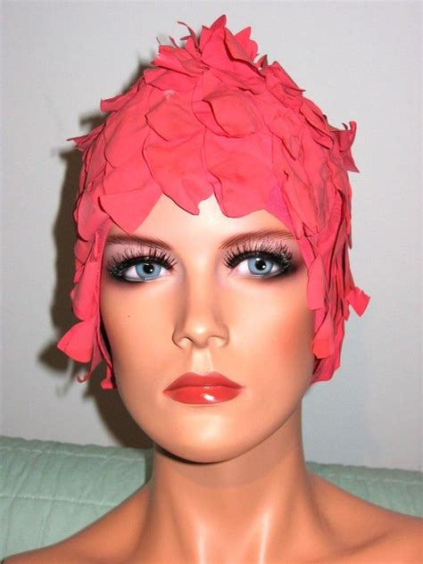 Vintage S S Bathing Cap PINK Rubber Petals Mid Etsy Bathing Cap Swim Caps Cap