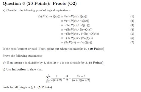 Solved Question 6 20 Points Proofs O2 A Consider The