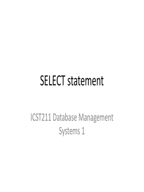 Icst211 Select Statement Pdf