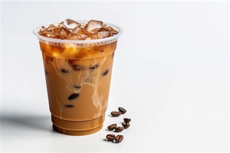 Premium Ai Image Iced Coffee In Plastic Takeaway Glass Isolated On