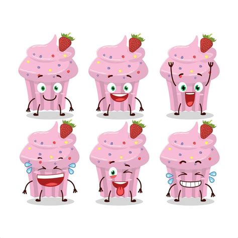 Cartoon Character Of Strawberry Muffin With Smile Expression 30201286