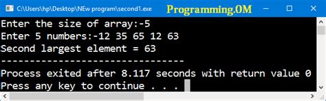 Program In C And C To Find The Second Largest Element In An Array Of N Elements
