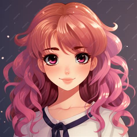 Chica Anime Con Cabello Rosado Y Ojos Azules Foto Premium
