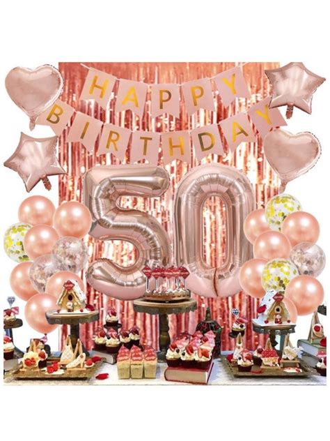 Rose Gold 50th Birthday Decorations Happy 50th Birthday Etsy